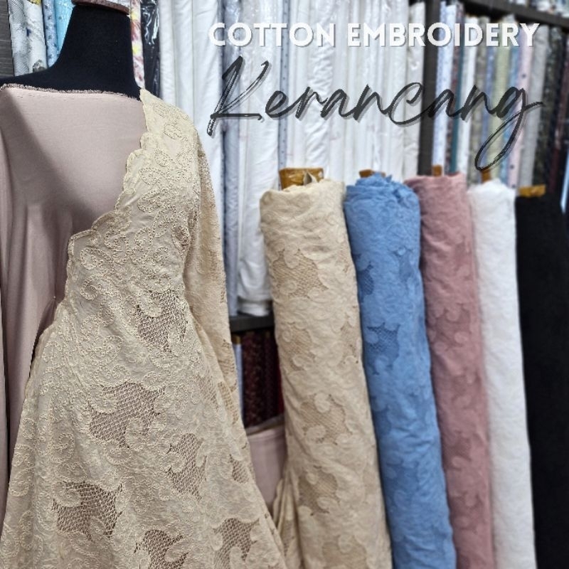 Jual KAIN KATUN BORDIR KERANCANG | COTTON EMBROIDERY KERANCANG | KATUN ...