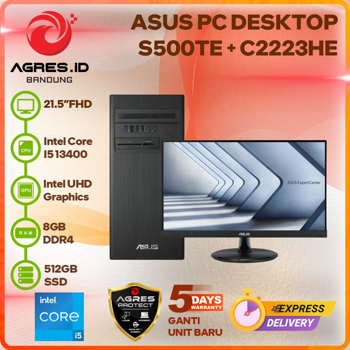 Jual ASUS PC DESKTOP S500TE I5 13400 8GB 512GB + LED 21.5" C2223HE ...