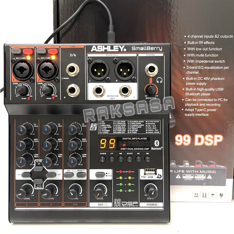 Jual Mixer Ashley SmallBerry small berry 4 Channel 99 Effeck 99 dsp Reverb 24bit Original ...