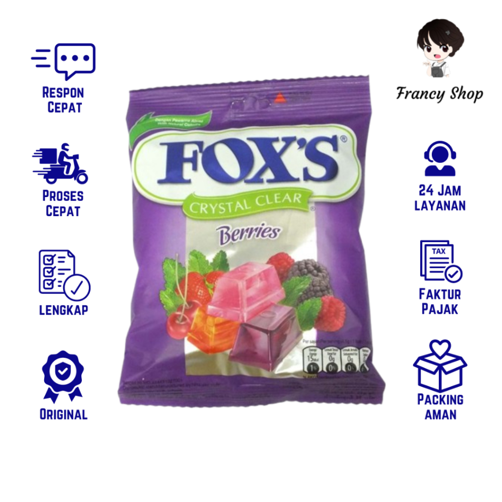 Jual Permen Fox's Crystal Clear Berries 90 gr | Shopee Indonesia