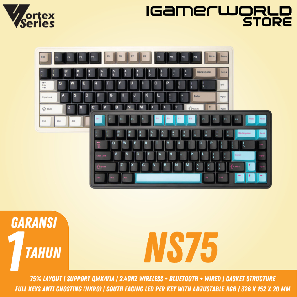 Jual Vortex Series NS75 / NS 75 Gasket Mount 75% Wireless Mechanical ...