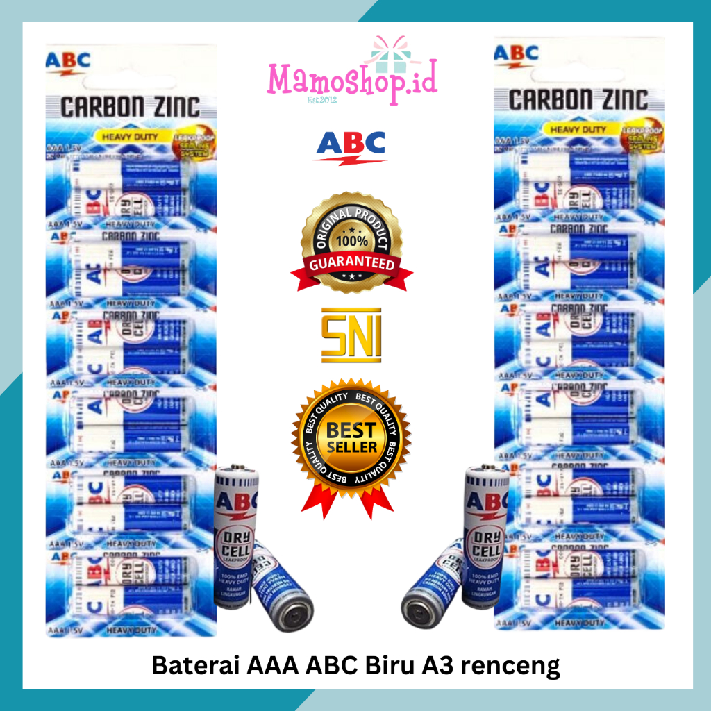 Jual Baterai AAA ABC Panasonic Biru A3 renceng | Shopee Indonesia