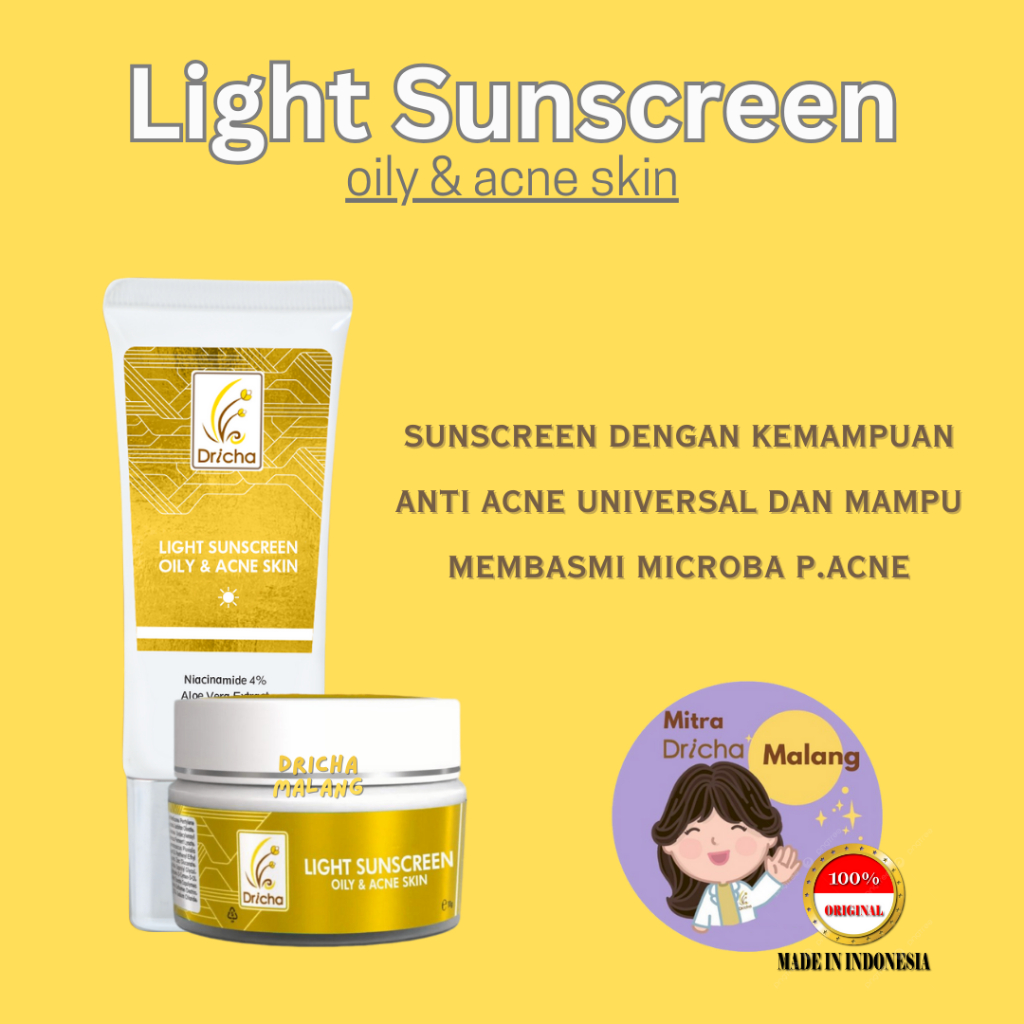 Jual Dricha LIGHT SUNSCREEN Untuk Kulit berminyak dan Kulit berjerawat ...
