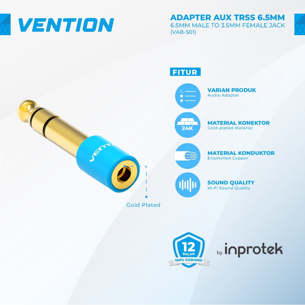 Jual Vention Audio Aux 6.5mm to 3.5mm Jack Female Converter Adapter | Shopee Indonesia