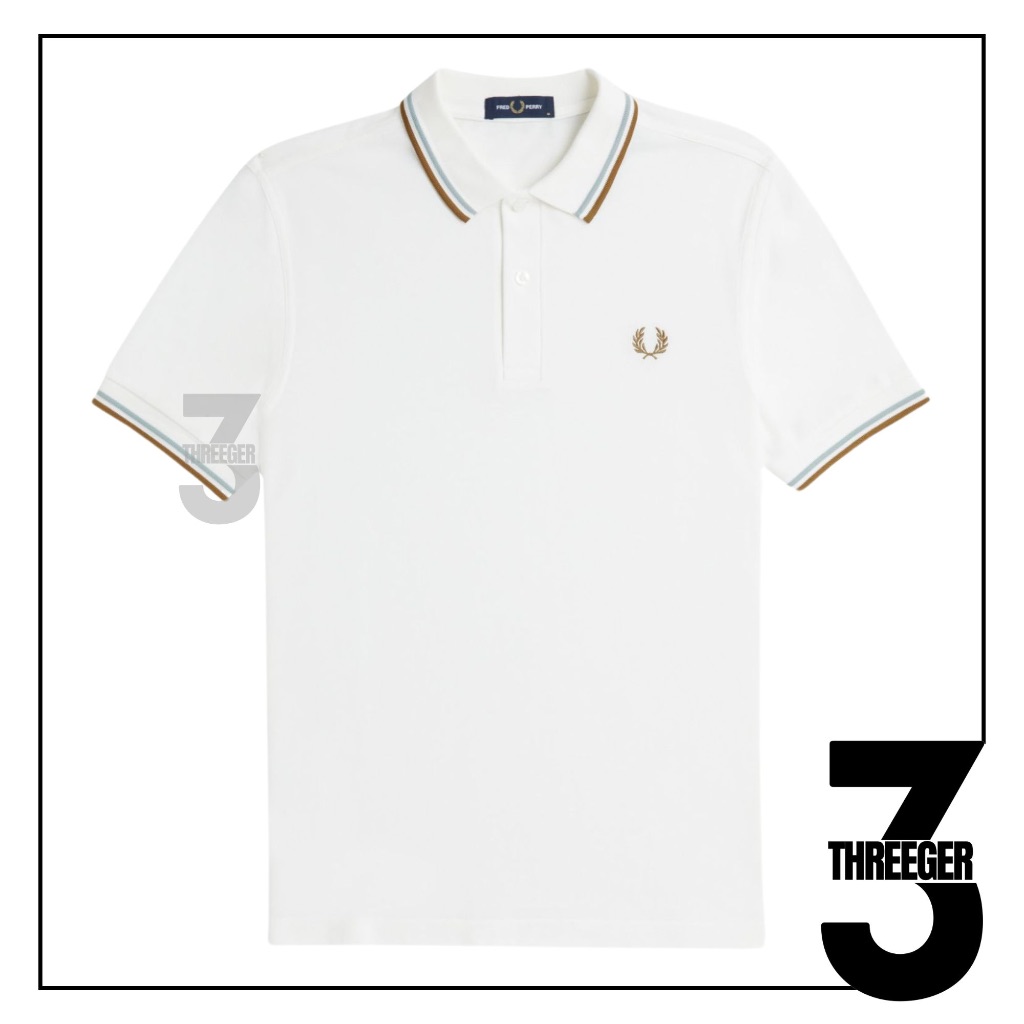 Jual Fred Perry Silver Blue Dark Caramel Tipped Polo White Original ...