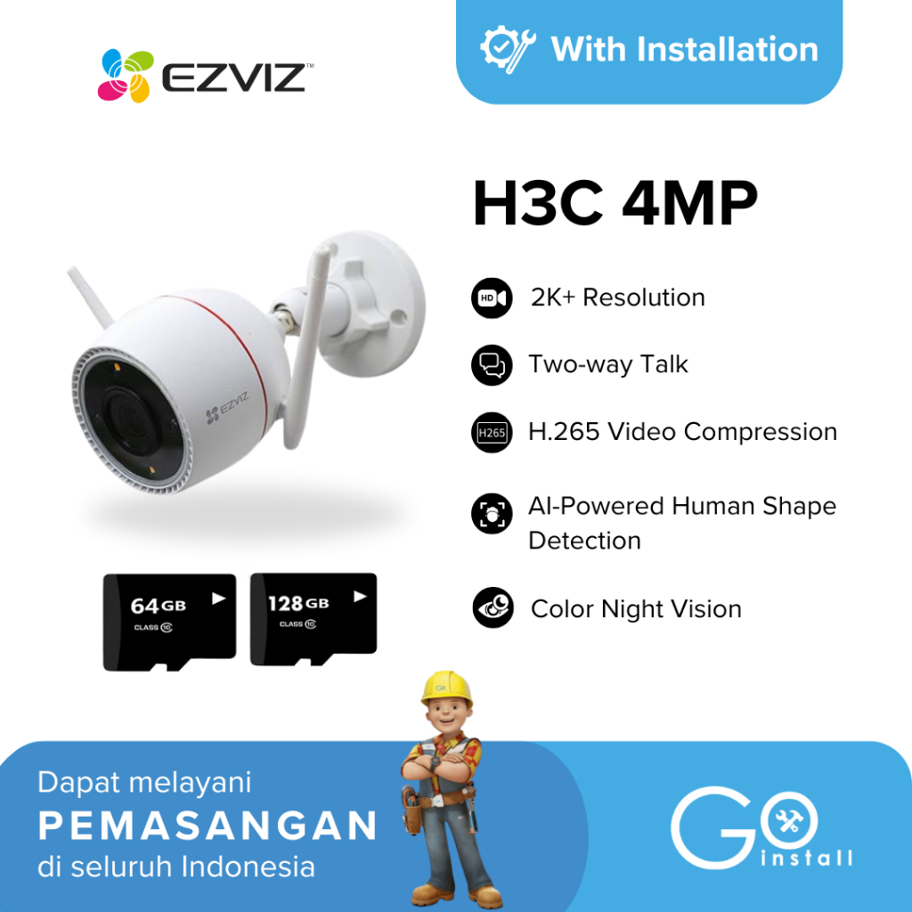 Jual Ezviz H3c 2K+ Wifi Smart Home IP Camera CCTV Outdoor 1440p w/SD ...