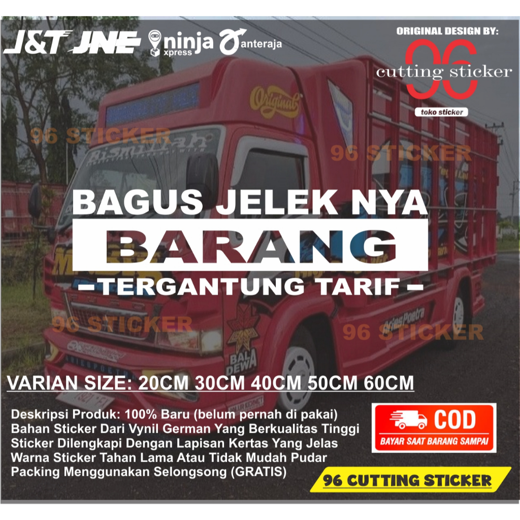 Jual Stiker kata kata BAGUS JELEKNYA BARANG TERGANTUNG TARIF sticker ...