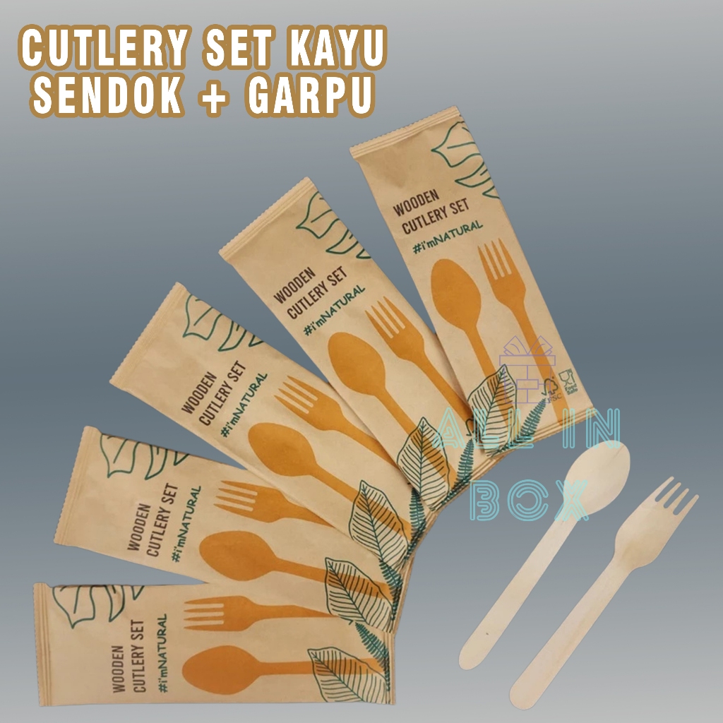 Jual Cutlery Set Disposable Kayu Sendok + Garpu - Eco Friendly, Hygenis ...