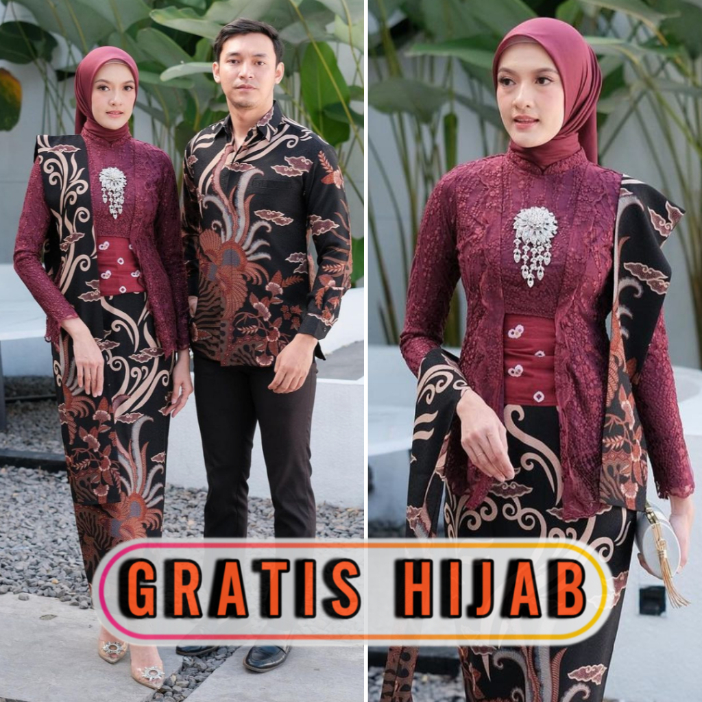 Jual Couple Kebaya Kutu Baru Wisuda Modern Set Kebaya Tunik Lamaran Tunangan Batik Baju Couple ...
