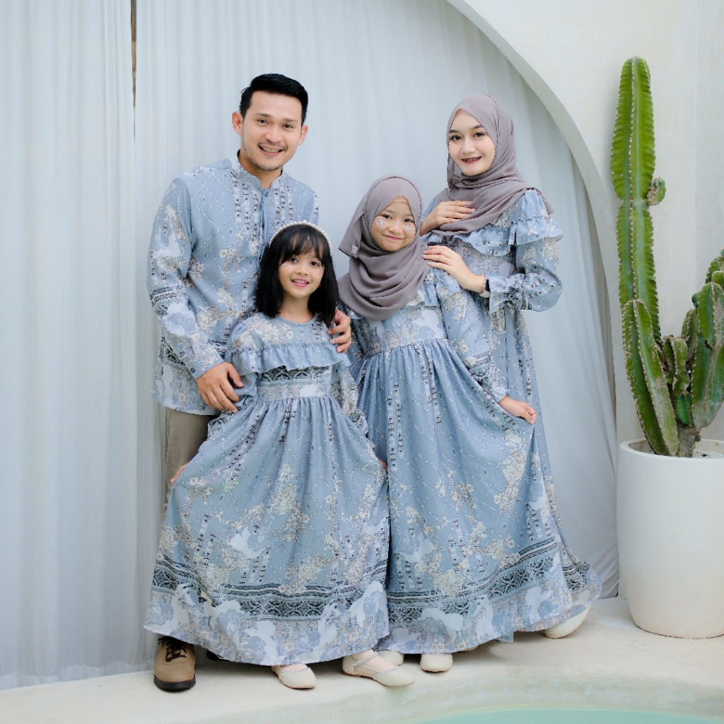 Jual Baju Couple Keluarga Marina Vol. 2 Silver Series By Baby Malika | Set Gamis Koko Terbaru ...