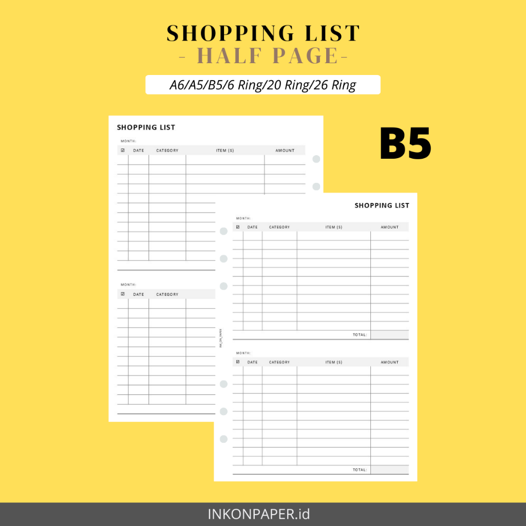 Jual B5 - Planner, Shopping List, Daftar Belanja, Catatan Belanja by ...