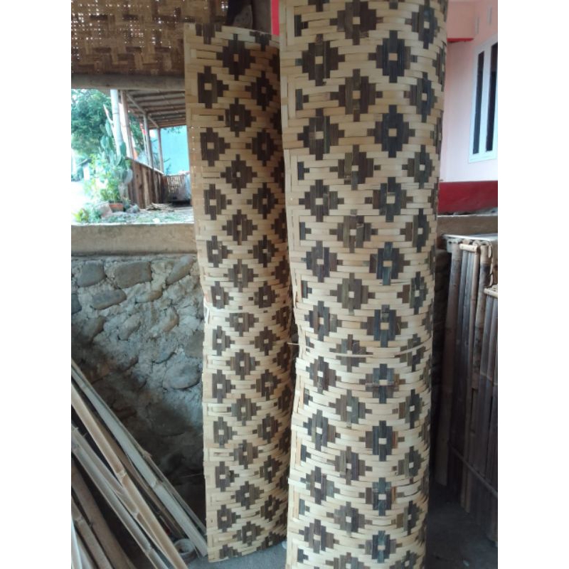 Jual anyaman bambu motif/gedeg murah/bilik bambu/tabag uk 2x3 meter ...