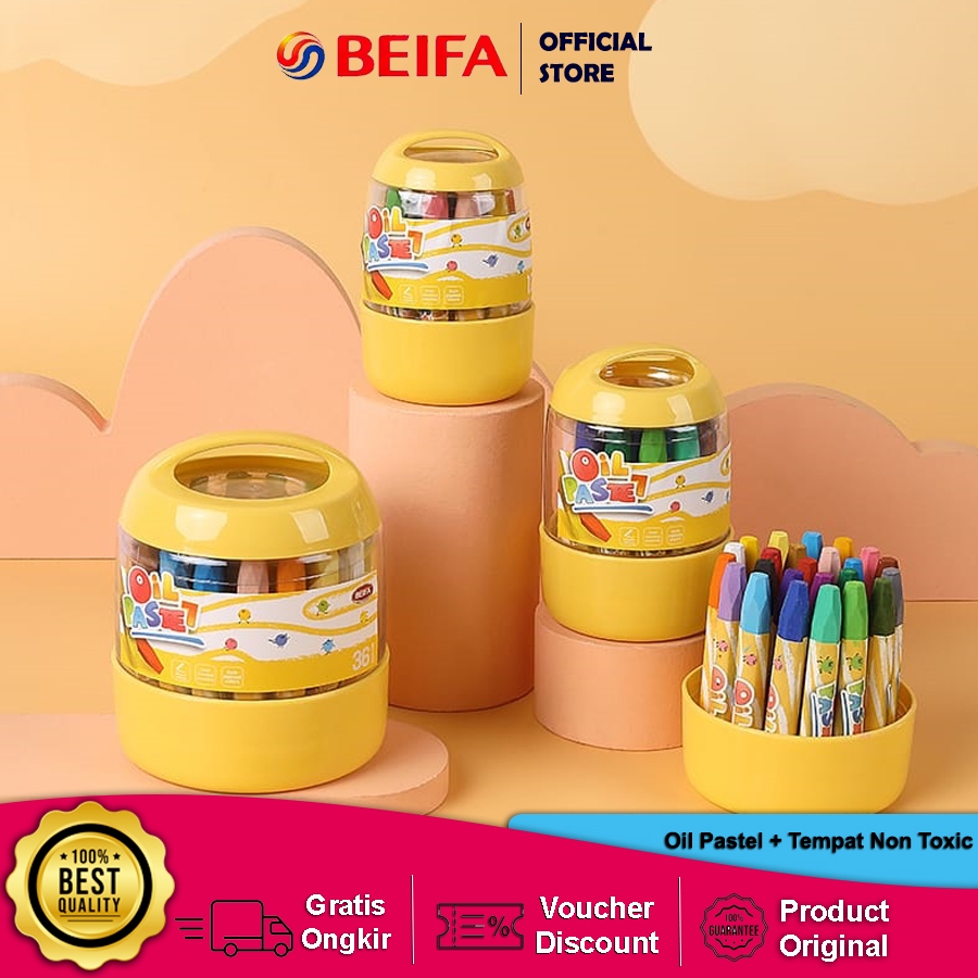 Jual Beifa Oil Pastel DA100 – 24 Warna Cerah, Triangular, Kotak Praktis ...