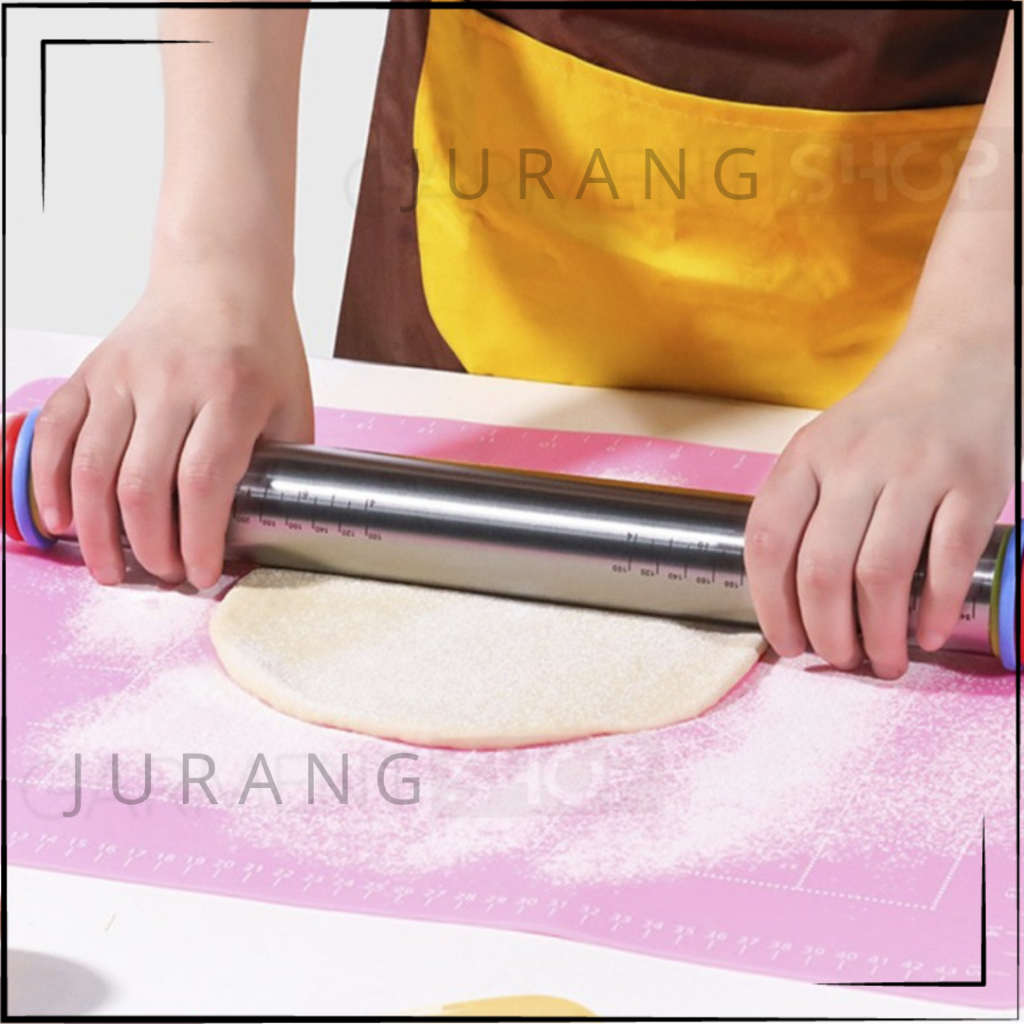 Jual Rolling Pin Stainless Steel Adjustable Penggilas Adonan Kue 35 CM ...