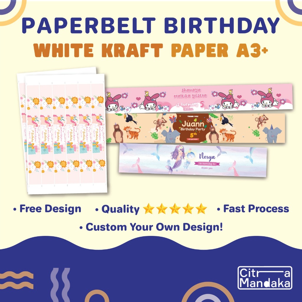 Jual Paper Belt Birthday Bento Box Ulang Tahun Premium White Kraft A3 ...