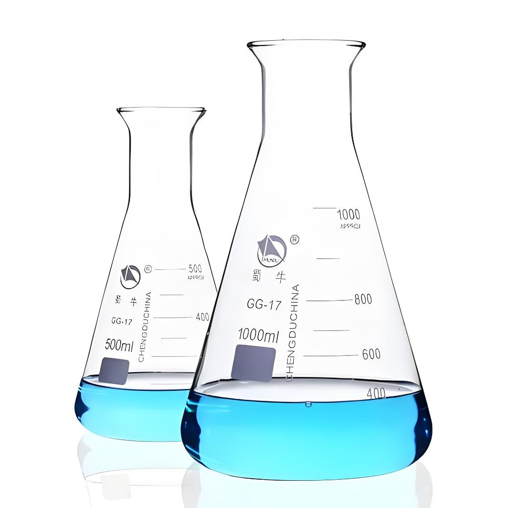 Jual LABU ERLENMEYER FLASK GLASS 500 ML LABORATORIUM CONICAL FLASK ...