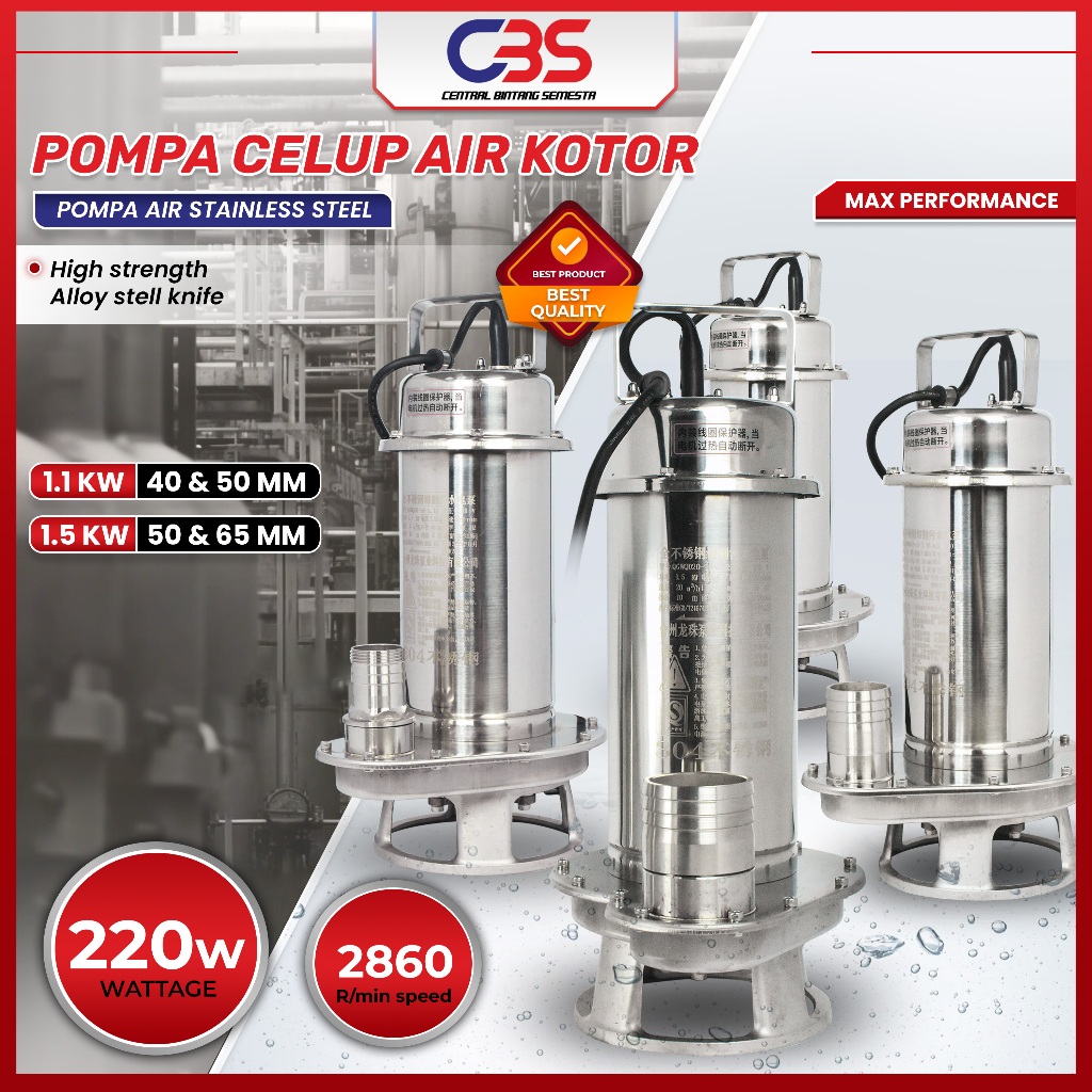 Jual Pompa Air Celup Limbah Stainless steel 1,1 KW 1,5KW air laut – Pompa Celup Pemotongan ...