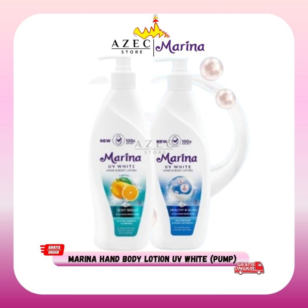 Jual Marina Hand Body Lotion UV White 350 ml [PUMP] | Shopee Indonesia