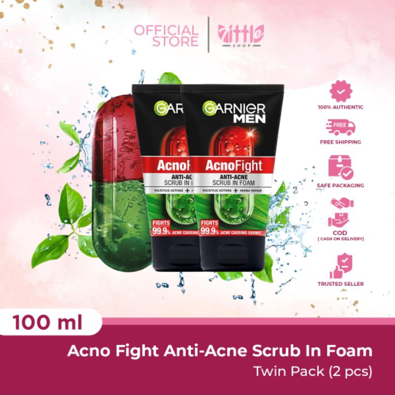 Jual PAKET ISI 2 Garnier Men Acno Fight Anti-Acne Scrub In Foam Skin Care - 100ml | Shopee Indonesia