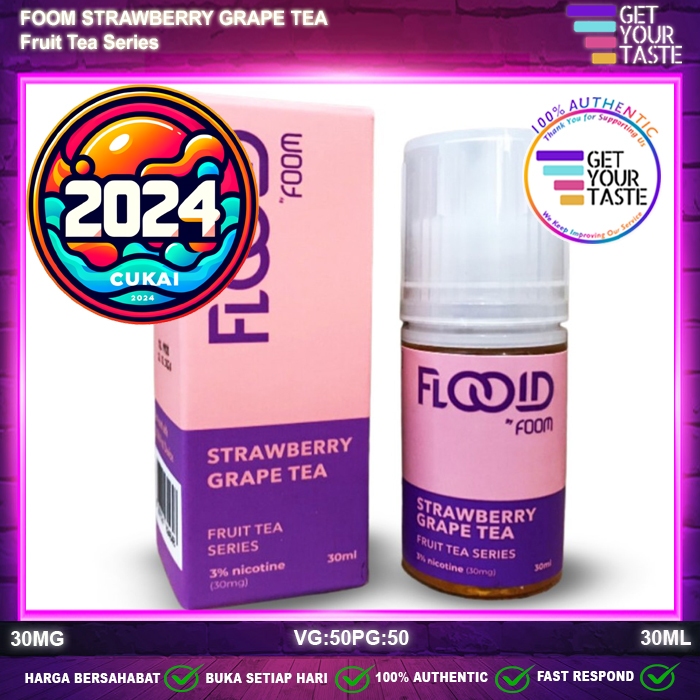 Jual Liquid FOOM Strawberry Grape Salt Nic 30ML Fruit Tea Series ...