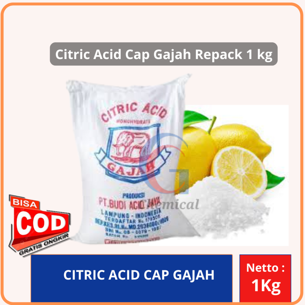 Jual Citric Acid Monohydrate/ Citrun Cap Gajah repack - 1 KG | Shopee ...