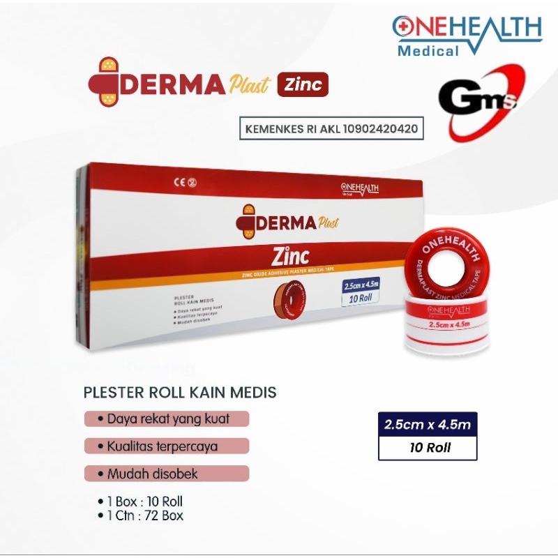 Jual Onehealth Dermaplast Zinc Plester Kain Coklat 2.5cm x 4.5m ...