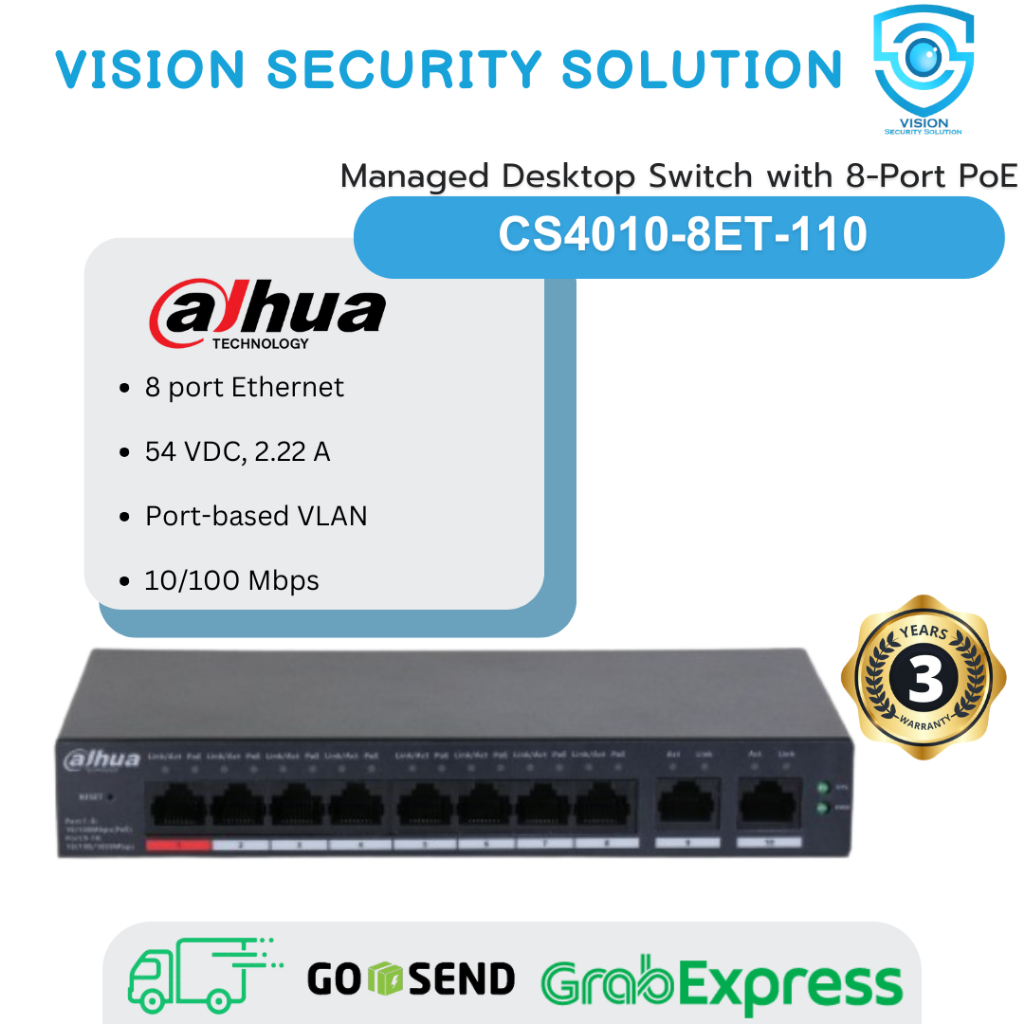 Jual Dahua Switch DH-CS4010-8ET-110 10 Port 8 PoE Cloud Managed Desktop - Garansi Resmi | Shopee ...