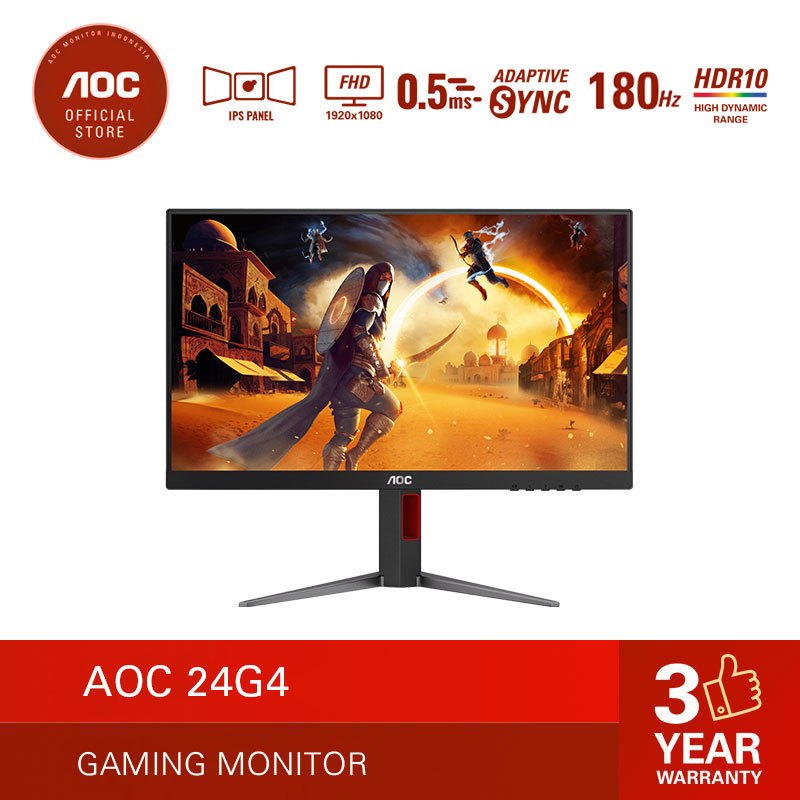 Jual AOC 24G4 23.8’’ FAST IPS 1MS 180HZ ADAPTIVE-SYNC FULL HD FLICKER ...