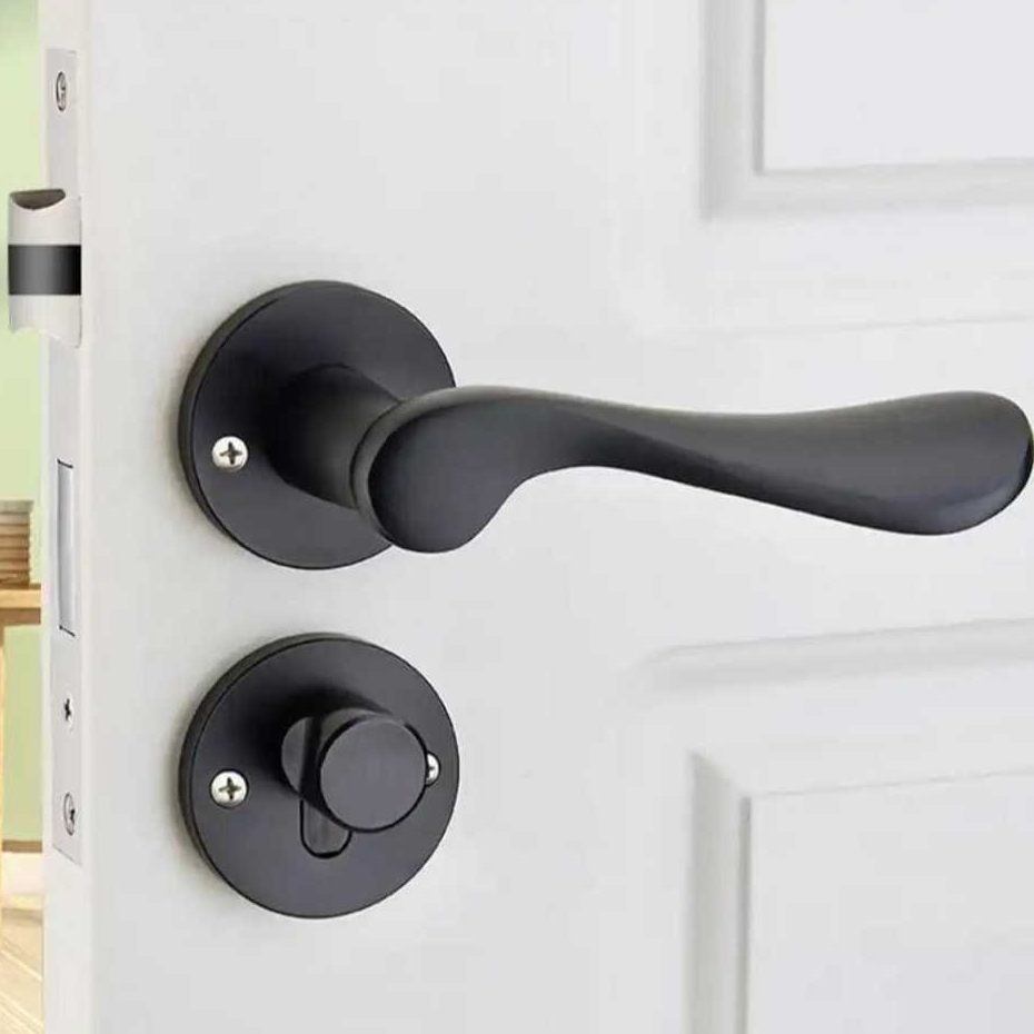 Jual Handle Pintu Kayu Besar Model Lengkung Hitam Doff Desain Elegant ...