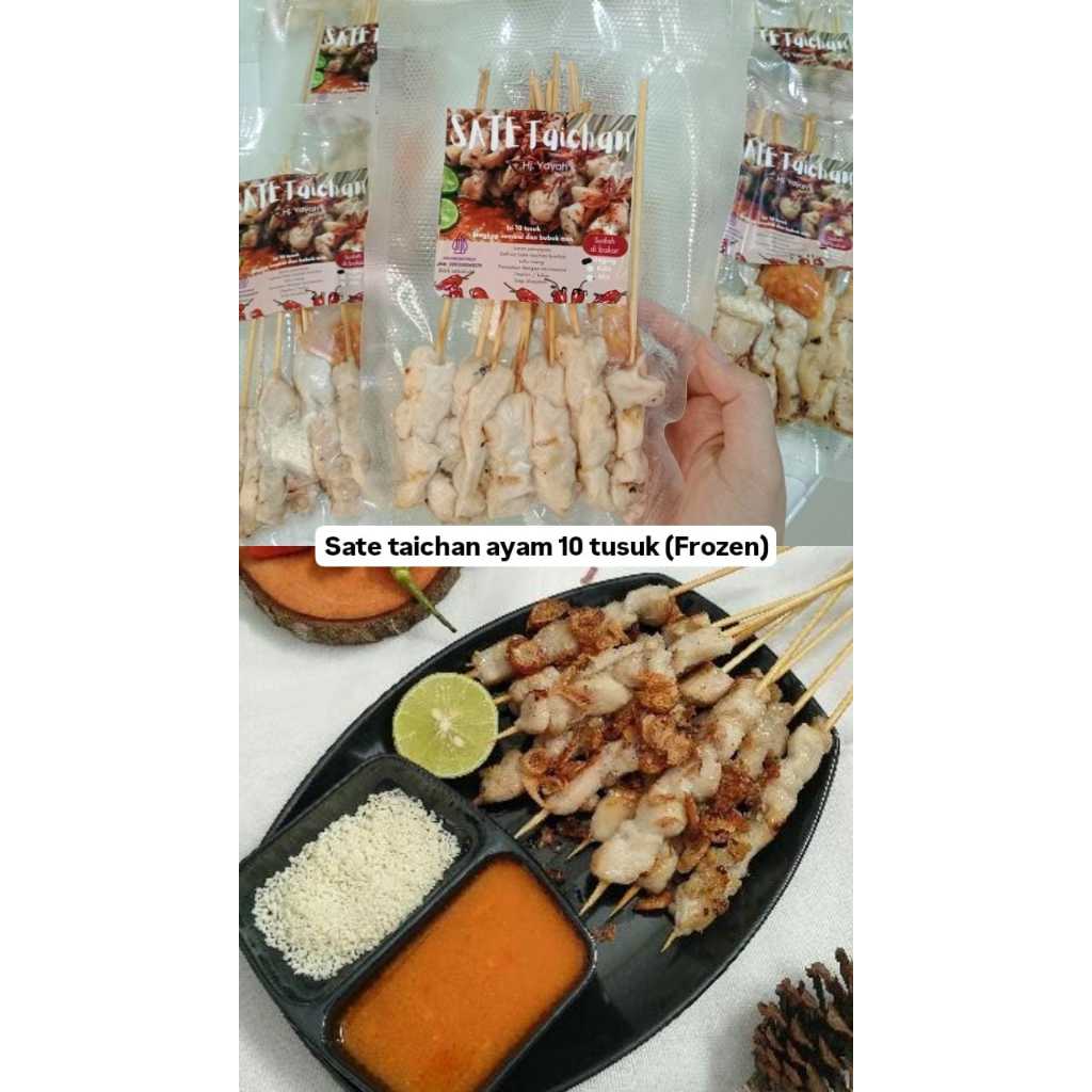Jual Sate taichan daging ayam isi 10 tusuk + sambal dan kaldu (frozen ...