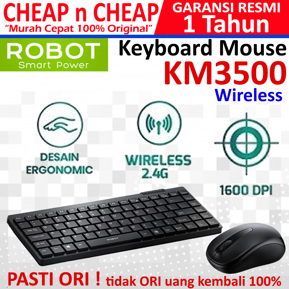 Jual Keyboard Mouse Wireless Robot KM3500 Black | Shopee Indonesia