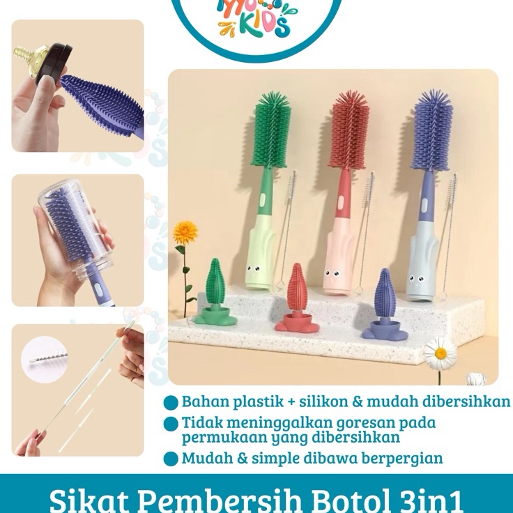 Jual Spesial Khusus IYYO KIDS Sikat Botol Set 3 in 1 Sikat Cuci Botol ...
