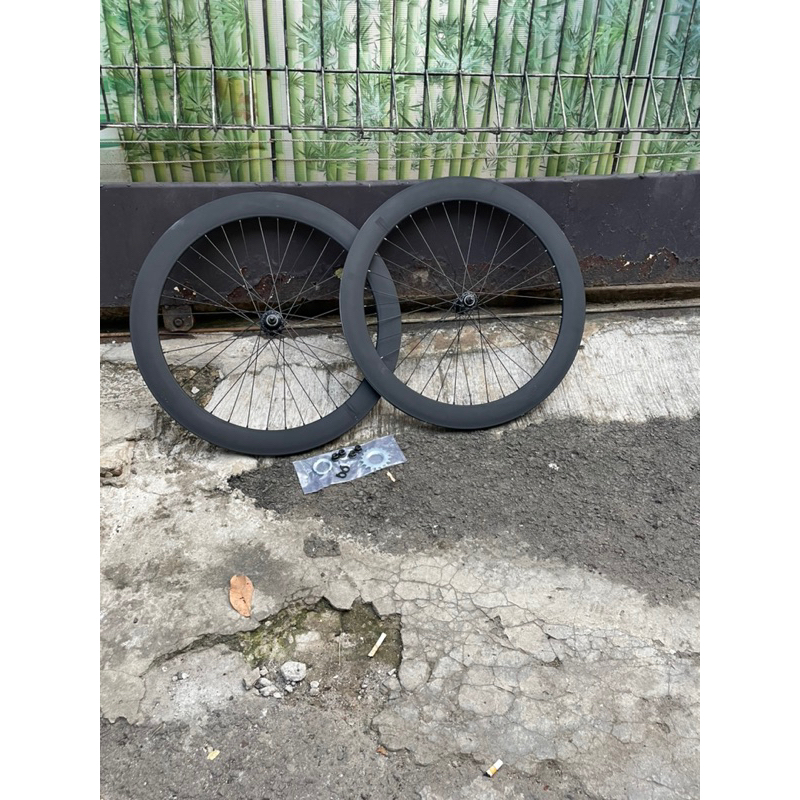 Jual sepasang Wheelset velg sepeda fixie singgel speed Alloy 60mm black ...