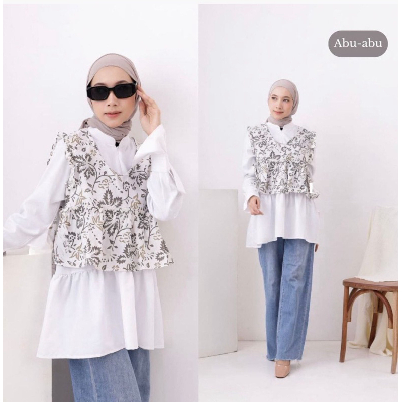 Jual Vest batik wanita rompi batik atasan wanita vest batik pattern ...