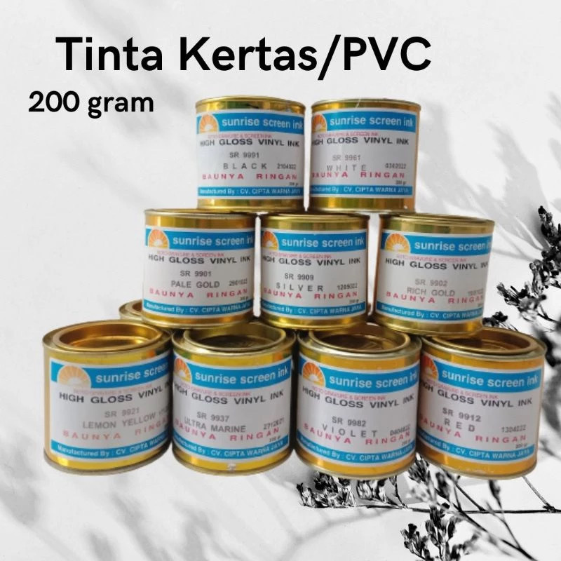 Jual CAT SUNRISE 200gr Tinta Sablon Kertas Semua Warna Kemasan Kaleng ...