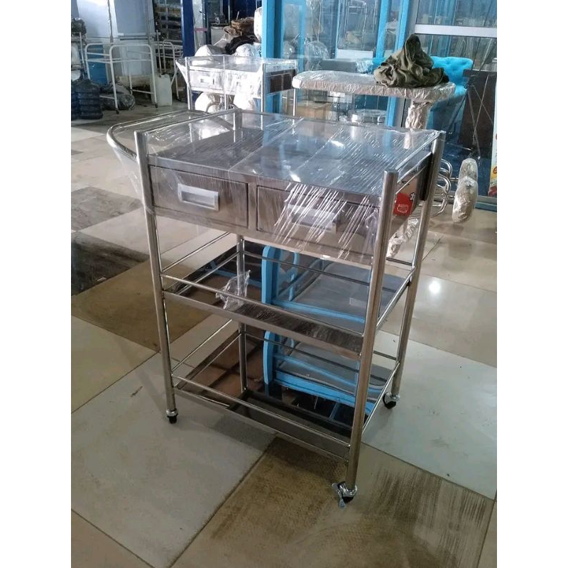 Jual TROLLEY INSTRUMEN 3 RAK 2 LACI STAINLESS || TROLLEY INSTRUMEN 3 ...