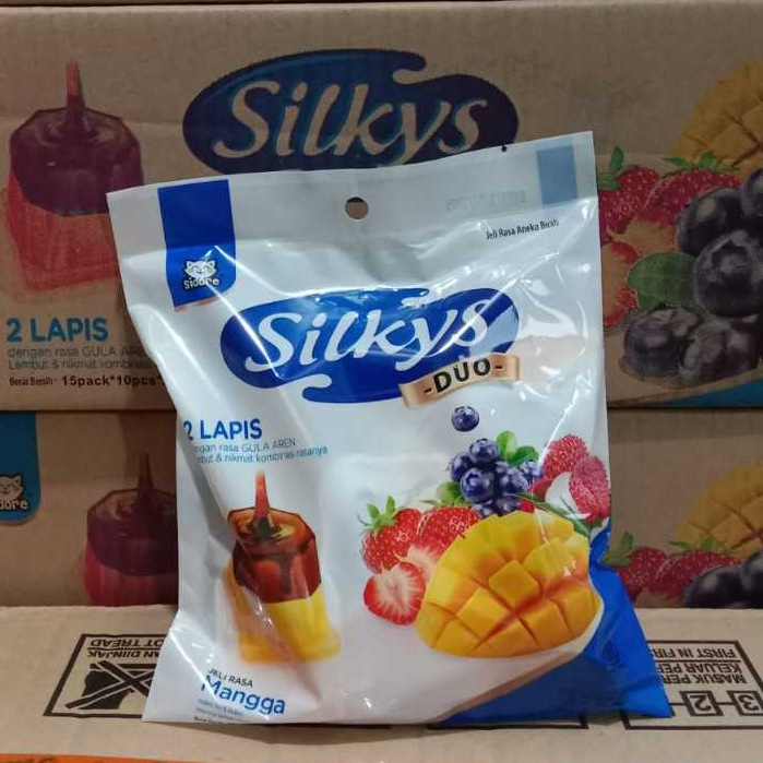 Jual puding Silkys Duo jelly dua lapis rasa 1pak isi 10 pcs marshmallow mangga strawbery ...