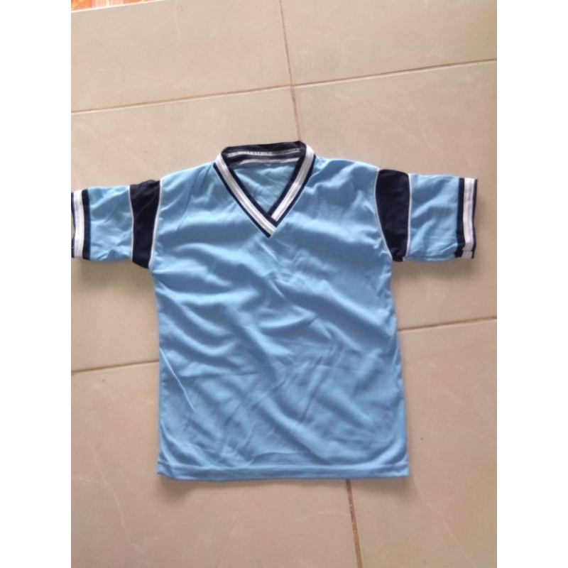 Jual BAJU OLAHRAGA WARNA BIRU MUDA LES BIRU TUA/ PUTIH LENGAN PENDEK ...