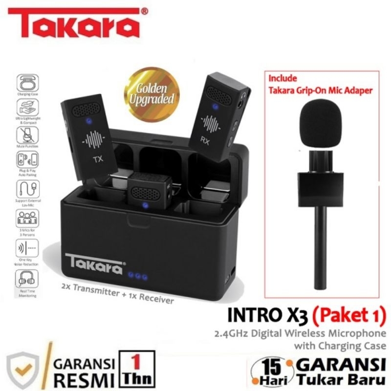 Jual Takara intro X3 2.4Ghz X3 Lite LN UC Grip On Microphone Wireless ...