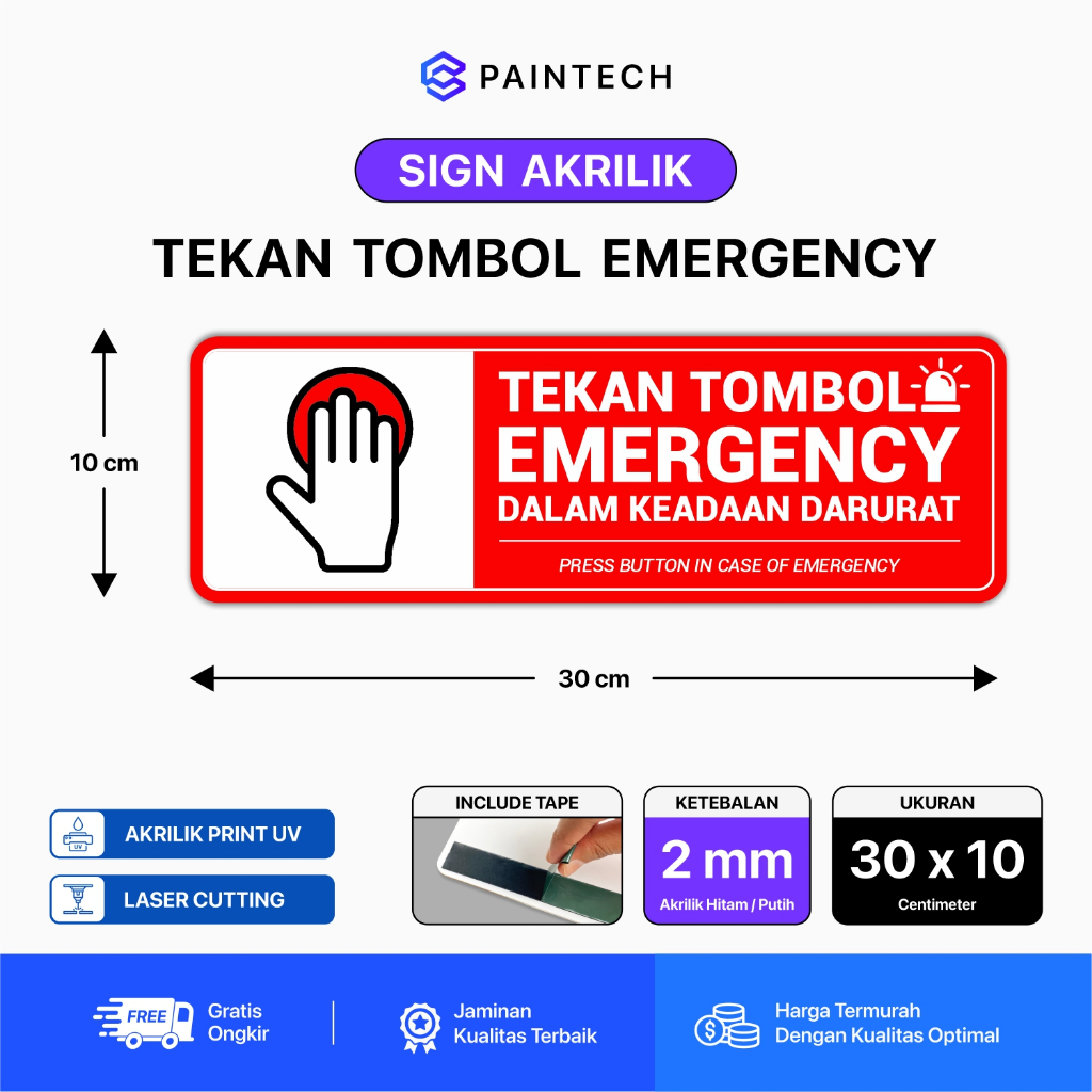 Jual SIGNAGE TEKAN TOMBOL EMERGENCY / SIGNBOARD TEKAN TOMBOL EMERGENCY ...