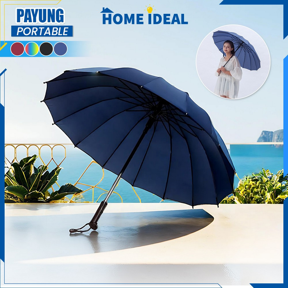 Jual Payung Golf Polos Buka Otomatis / Payung 16 Jari Pelangi Gagang ...