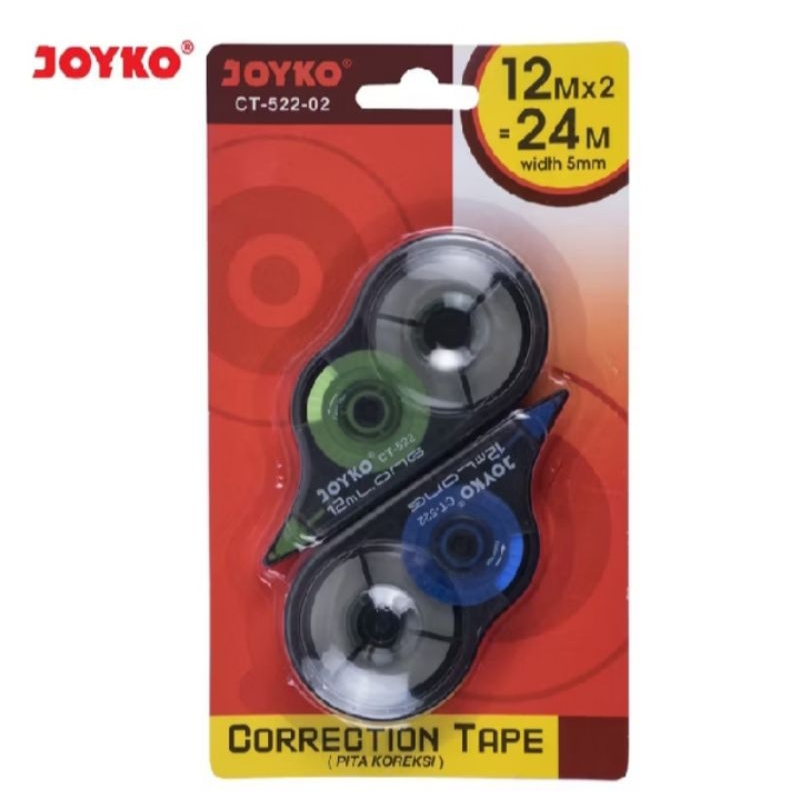 Jual Correction Tape Joyko CT-522-02 (2 IN 1) 12M x 2 = 24M | Shopee ...
