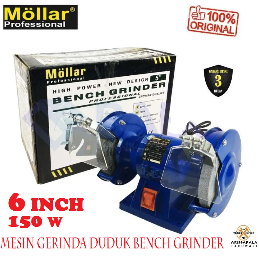 Jual MOLLAR Mesin Gerinda Duduk Bench Grinder 6 Inch Mesin Asah Poles ...