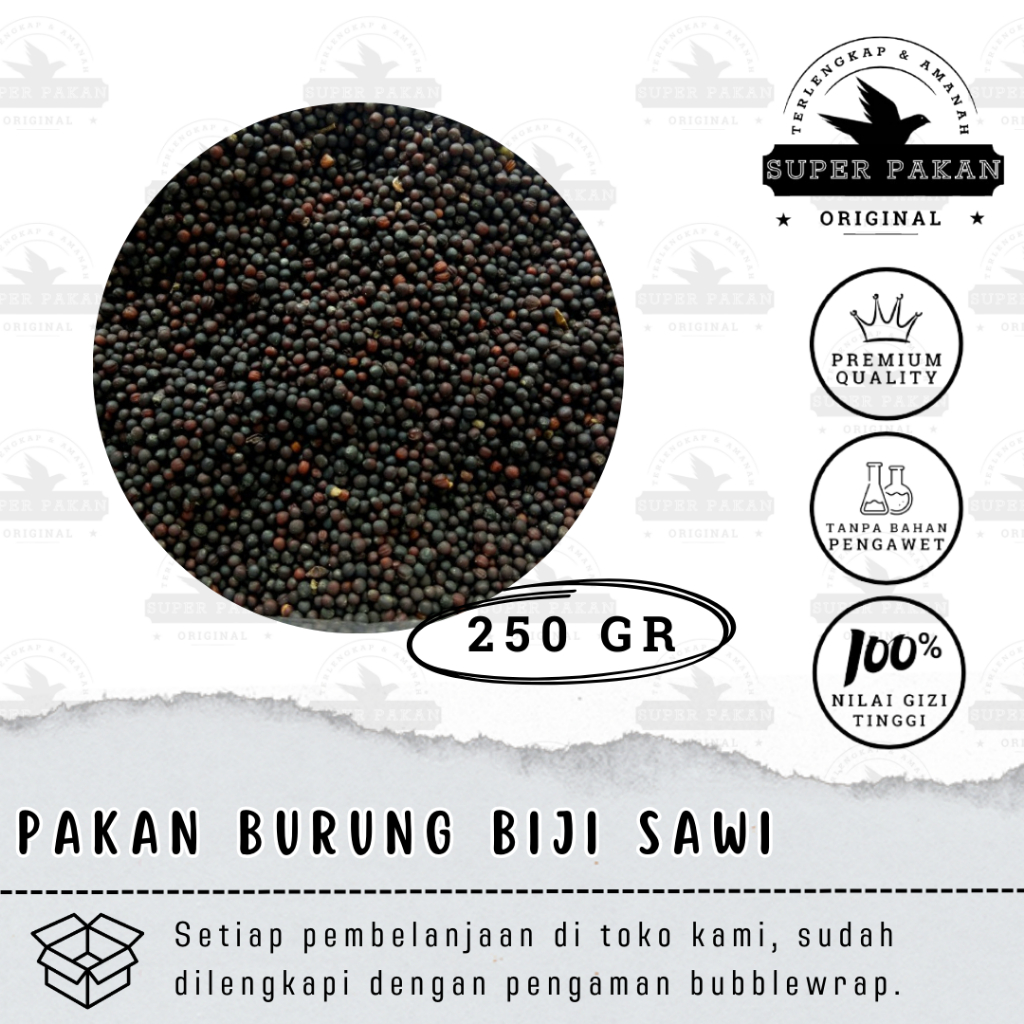 Jual Pakan Burung Biji Sawi 250 Gram Biji Grade A Premium Biji Sawi ...