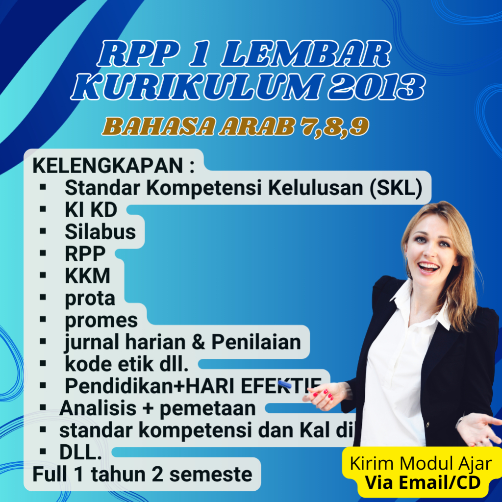 Jual RPP BAHASA ARAB KELAS 7,8,9 SMP/MTS KURIKULUM 2013 FULL 1 TAHUN | Shopee Indonesia
