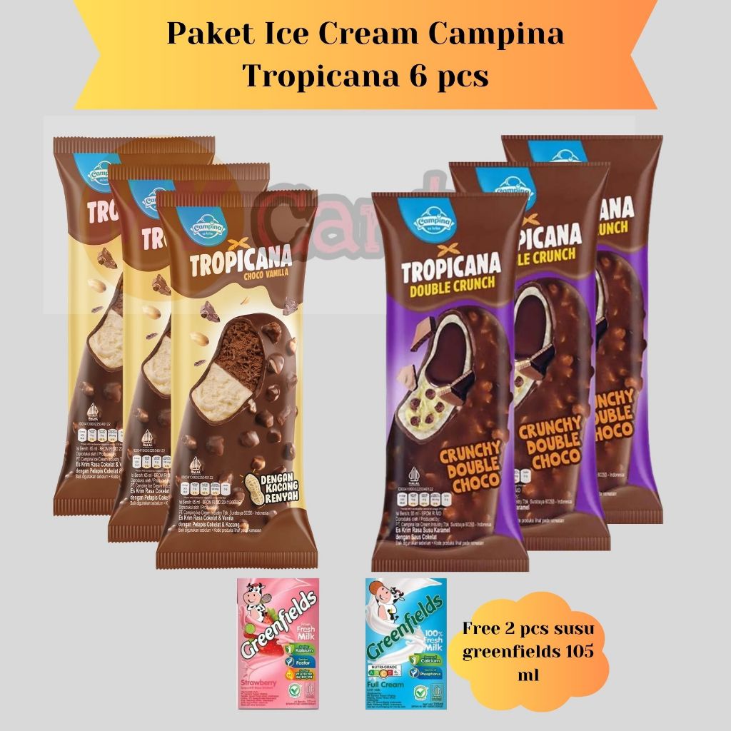 Jual Paket Ice Cream Campina Tropicana Series 6 pcs free 2 susu ...