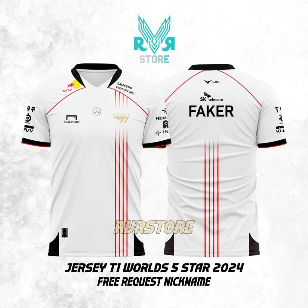 Jual JERSEY Baju Kaos T1 WORLDS 2024 NEW ( free request nickname ) | Shopee Indonesia