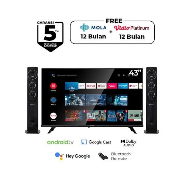 Jual Android TV POLYTRON PLD 43TA5055 LED Smart 43 Inch Full HD | Shopee Indonesia
