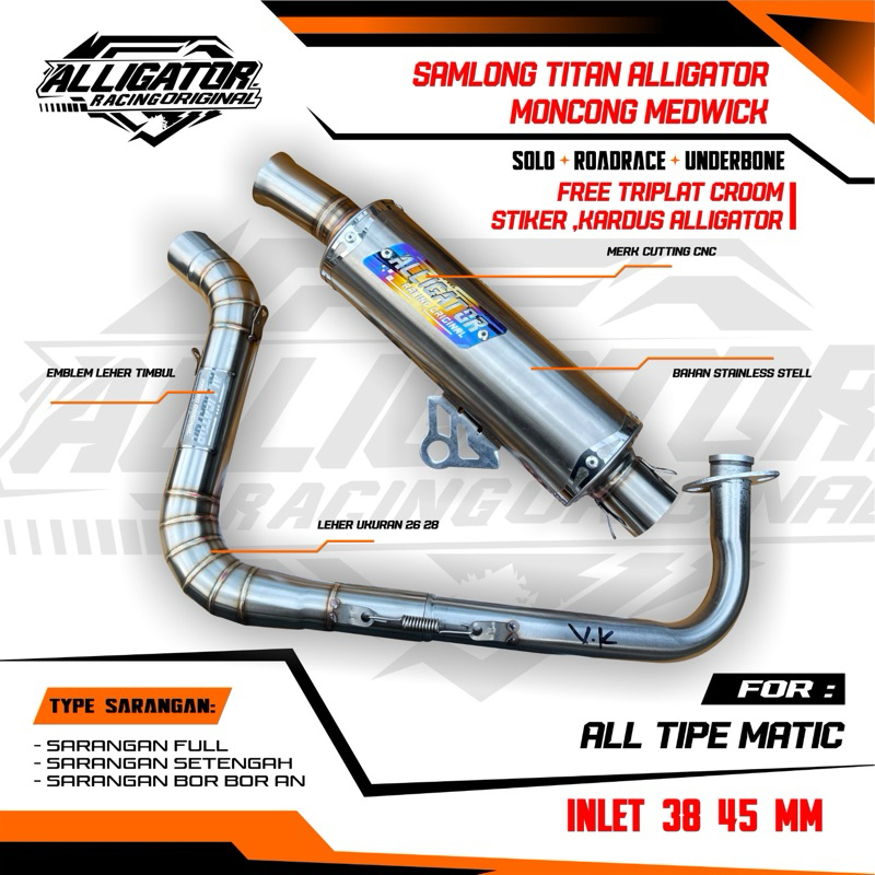 Jual Knalpot samlong corong medwick original alligator Beat Mio Scoopy ...