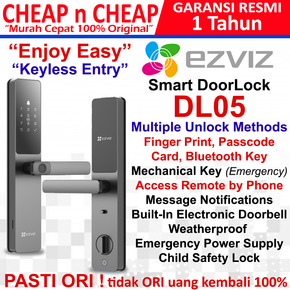Jual Ezviz Smart Lock DL05 Door with Handle Kunci Pintu Sidik Jari Password Kartu Kunci Remote ...